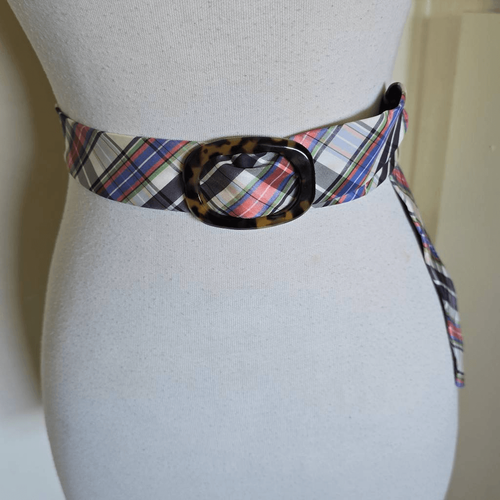 J. Crew silk plaid belt with tortoise shell buckle, NWOT, Sz. S/M | eBay