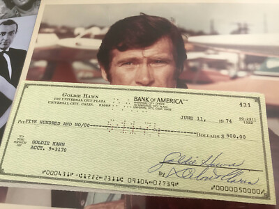 Goldie Hawn auto Hand Signed Check "TO: Goldie Hawn for $500" Autograph ...