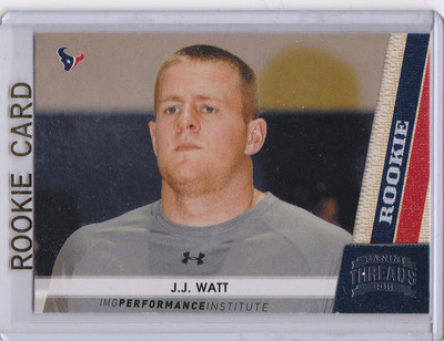 J.J. Watt RC THREADS ROOKIE Football Card 2011 jj Houston Texans Panini ...