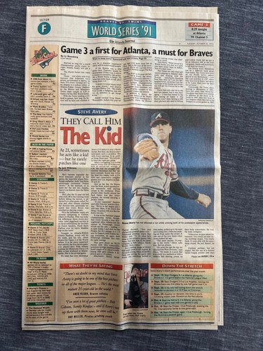 1991 OCT 22 Atlanta Braves World series 91 Game 3 Atlanta Journal ...