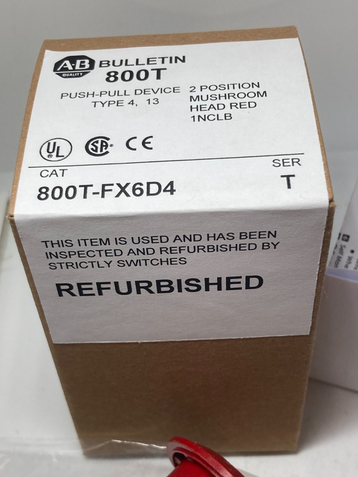 ALLEN BRADLEY 800T-FX6D4 E-STOP REDPUSH-PULL 2 POS MAIN 1NCLB SERIES T ...