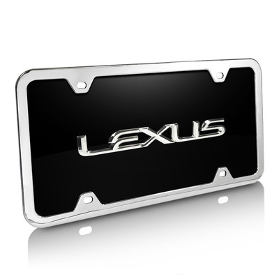 Lexus 3D Name Black Acrylic License Plate with Chrome Frame Kit | eBay