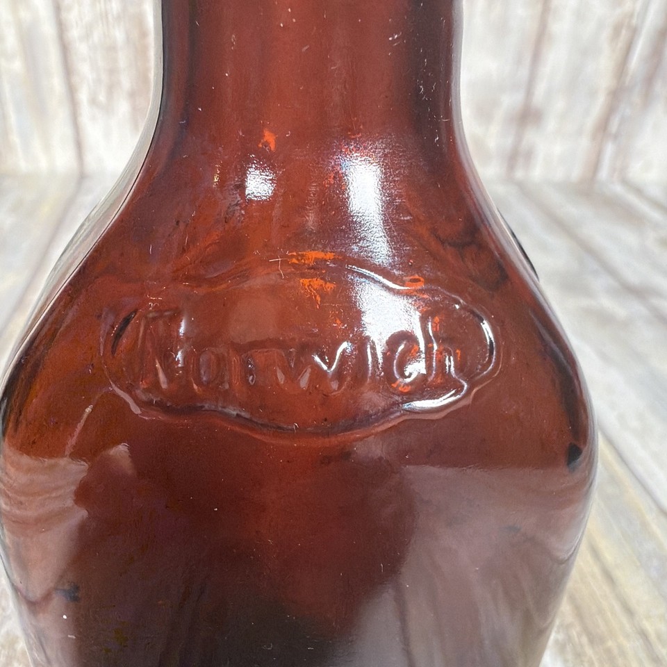 Vintage Norwich 3 Sided Brown Glass Medicine Bottle 6" Tall 2" sides | eBay