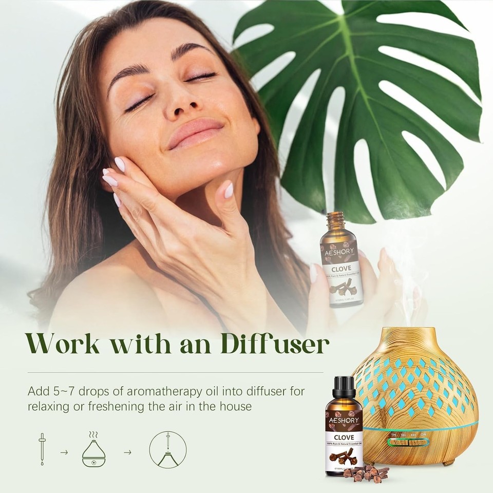 AESHORY Clove Essential Oils 100ml, Pure Natural Clove Bud Oil ...