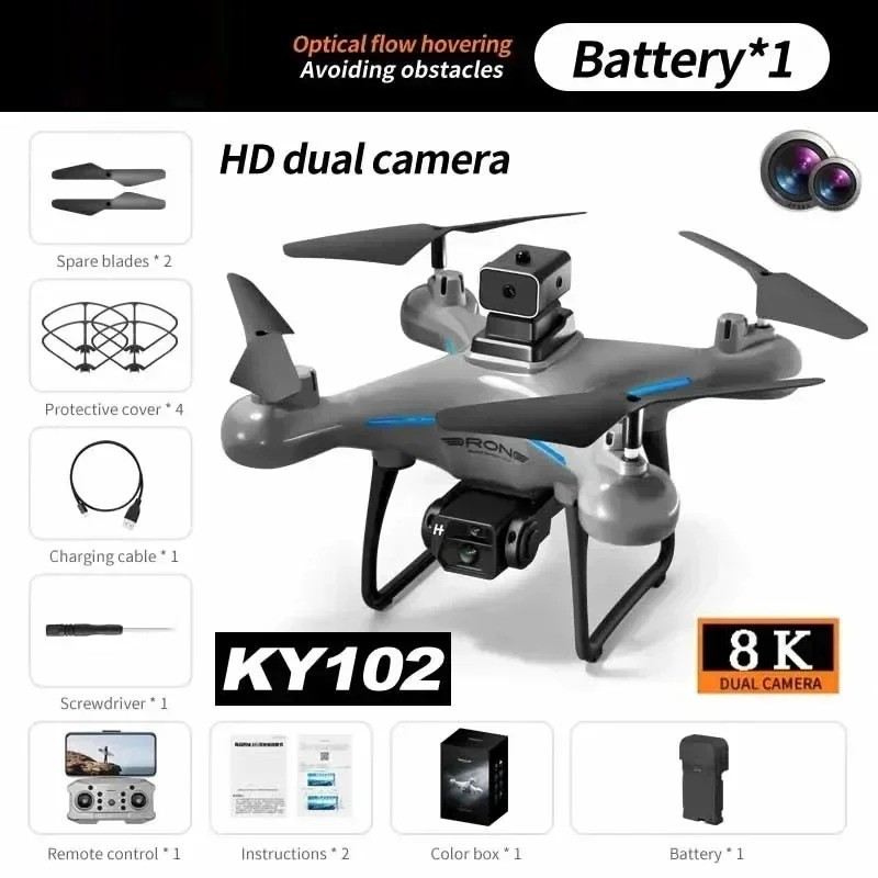 KY102 8K Dual Camera Drone GPS FPV RC Quadcopter Obstacle Avoidance UAV ...