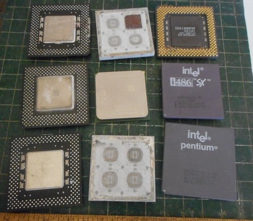 Lot of 9 Intel, IBM and Cyrix CPU's Gold Caps . Ceramic . Pin ...