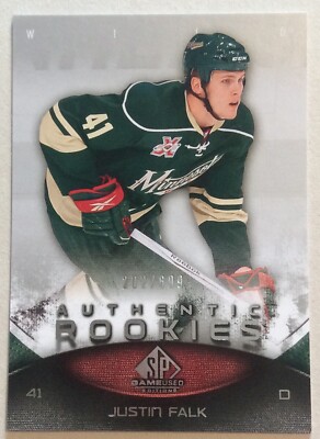 2010-11 JUSTIN FALK UD SP GAME USED AUTHENTIC ROOKIES #162 WILD #202/ ...