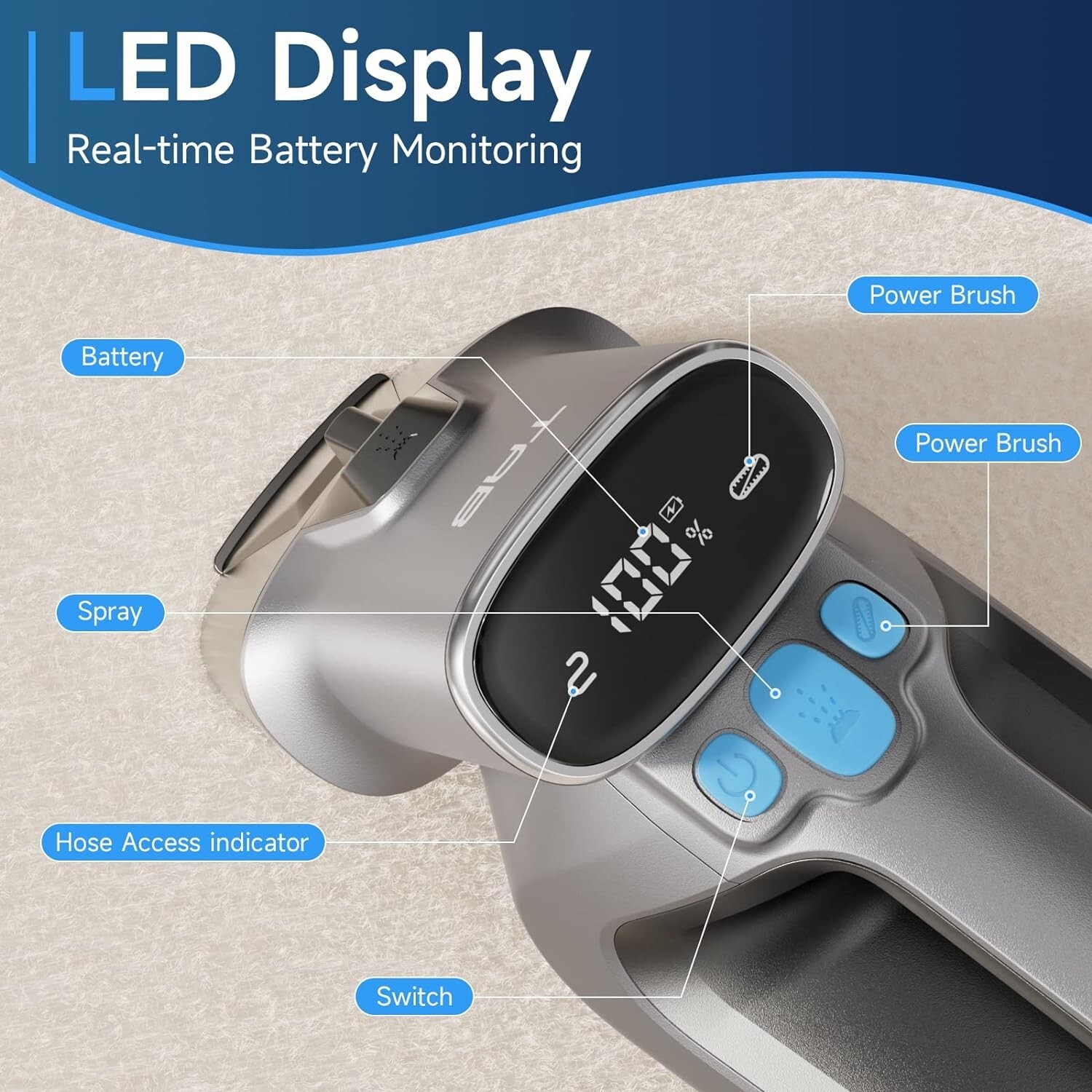 TAB Carpet Cleaner H6 Machine Cordless Handheld Carpet Cleaner Stain ...