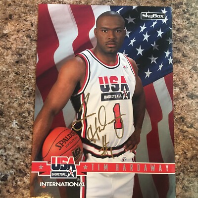 Tim Hardaway Signed 8x10 Skybox Photo Team USA Golden State Warriors ...