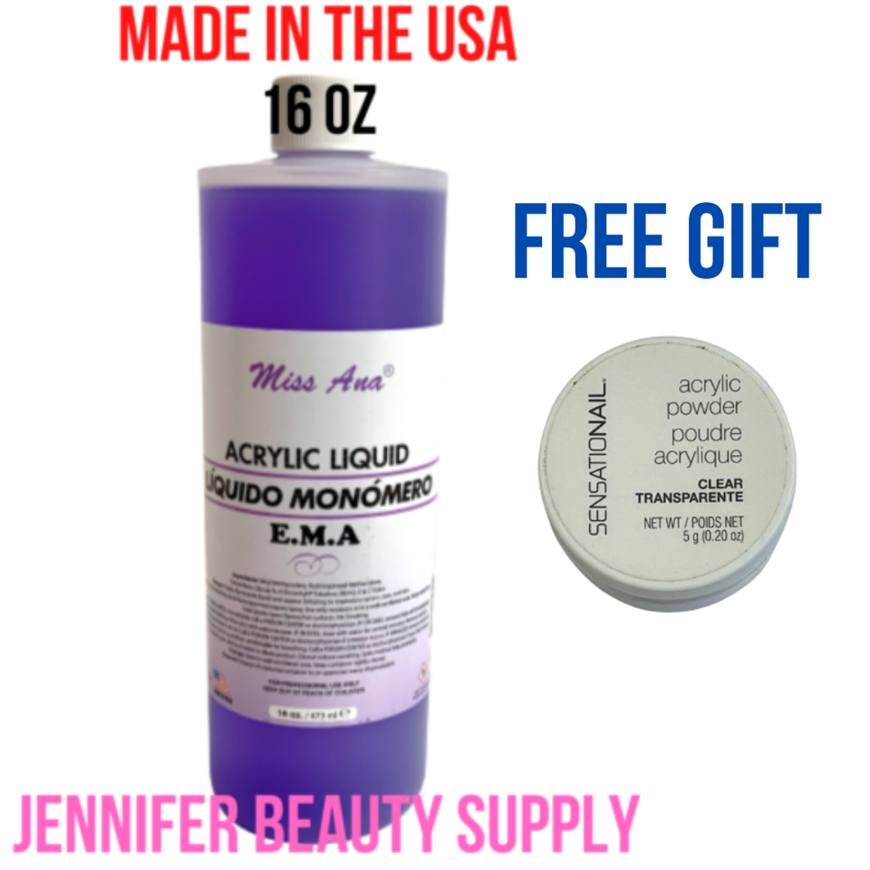 MISS ANA ACRYLIC LIQUID MONOMER & POWDER ACRYLIC NAIL SYSTEM 16 OZ EMA ...