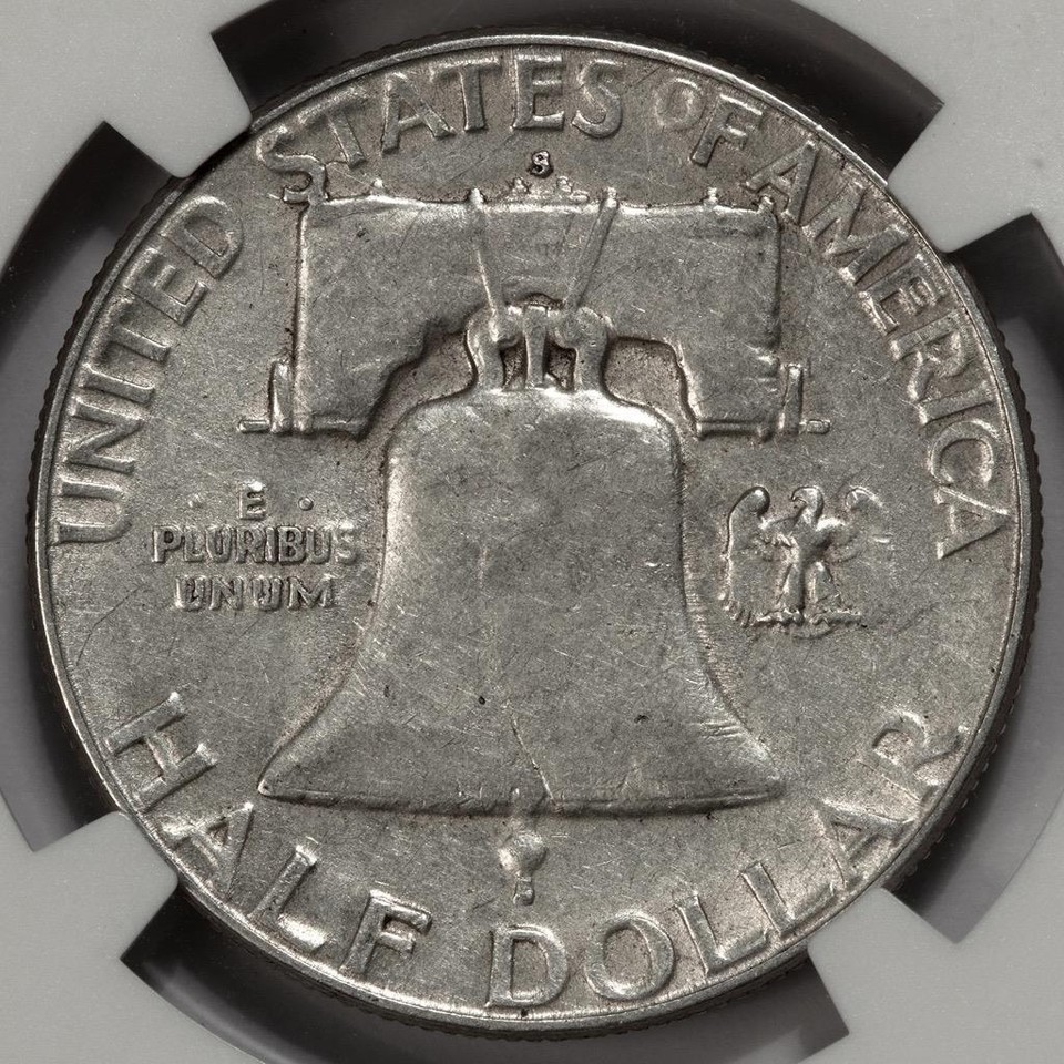 1951 S NGC AU53 Struck In Retained Staple Franklin Silver Half Dollar ...