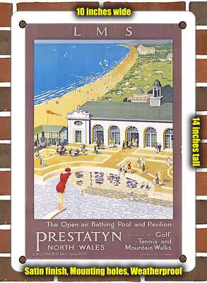 Metal Sign - 1930 LMS the Open Air Bathing Pool Pavilion Prestatyn ...