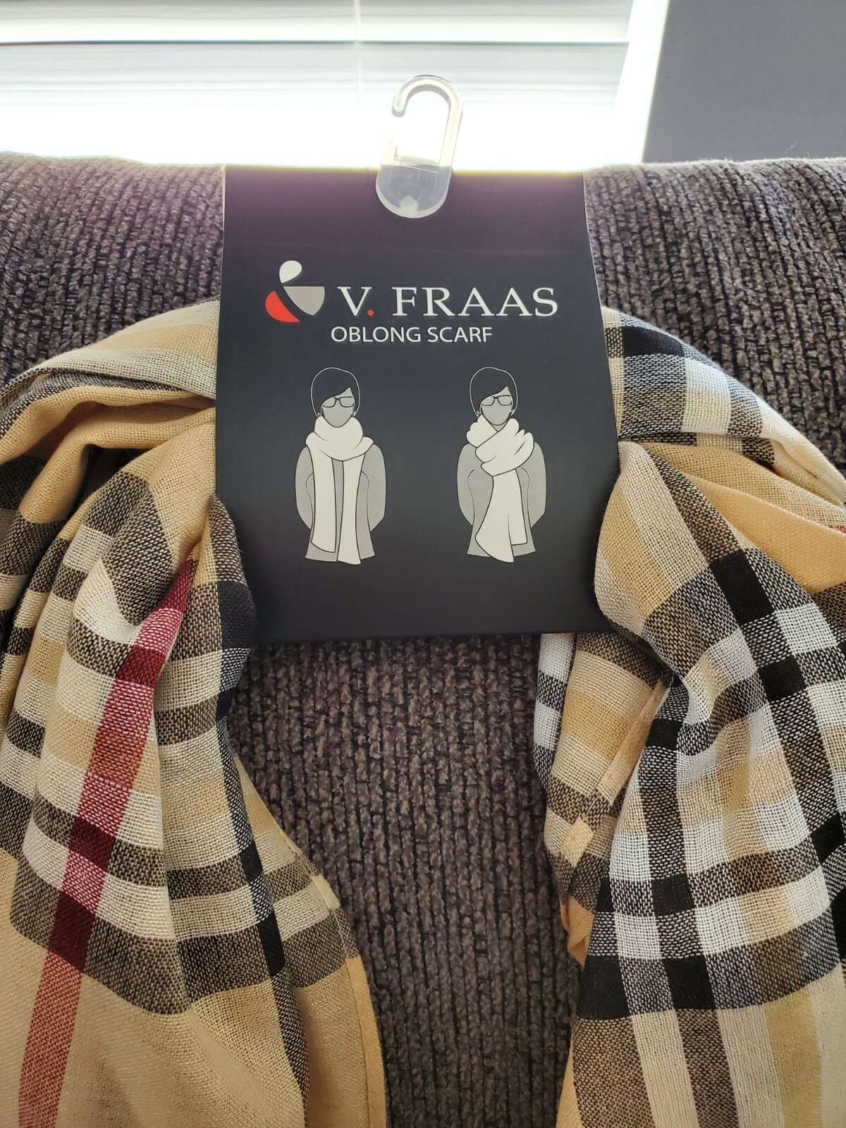 V. Fraas Women’s Oblong Scarf Blush Plaid Soft Wrap Shawl Pink Black ...