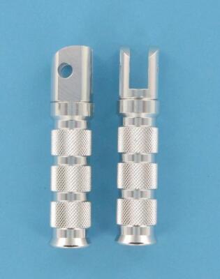 Emgo Anodized Aluminum Foot Pegs Round Silver Front 50-11361 | eBay
