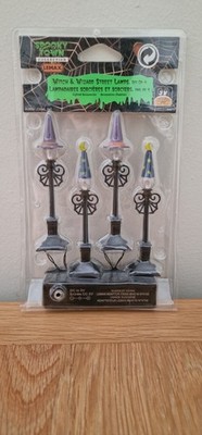 Lemax Spooky Town Witch & Wizard Street Lamps Halloween RETIRED RARE ...