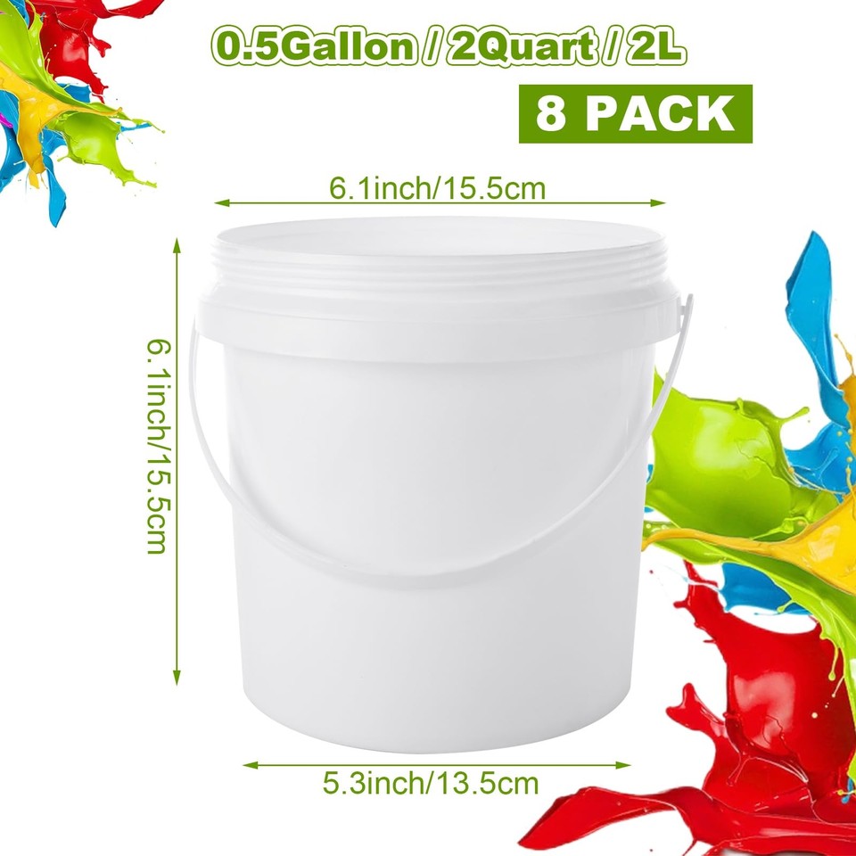 8 Pack Paint Buckets for Painting 2 Quart Paint Cans with Lids ...
