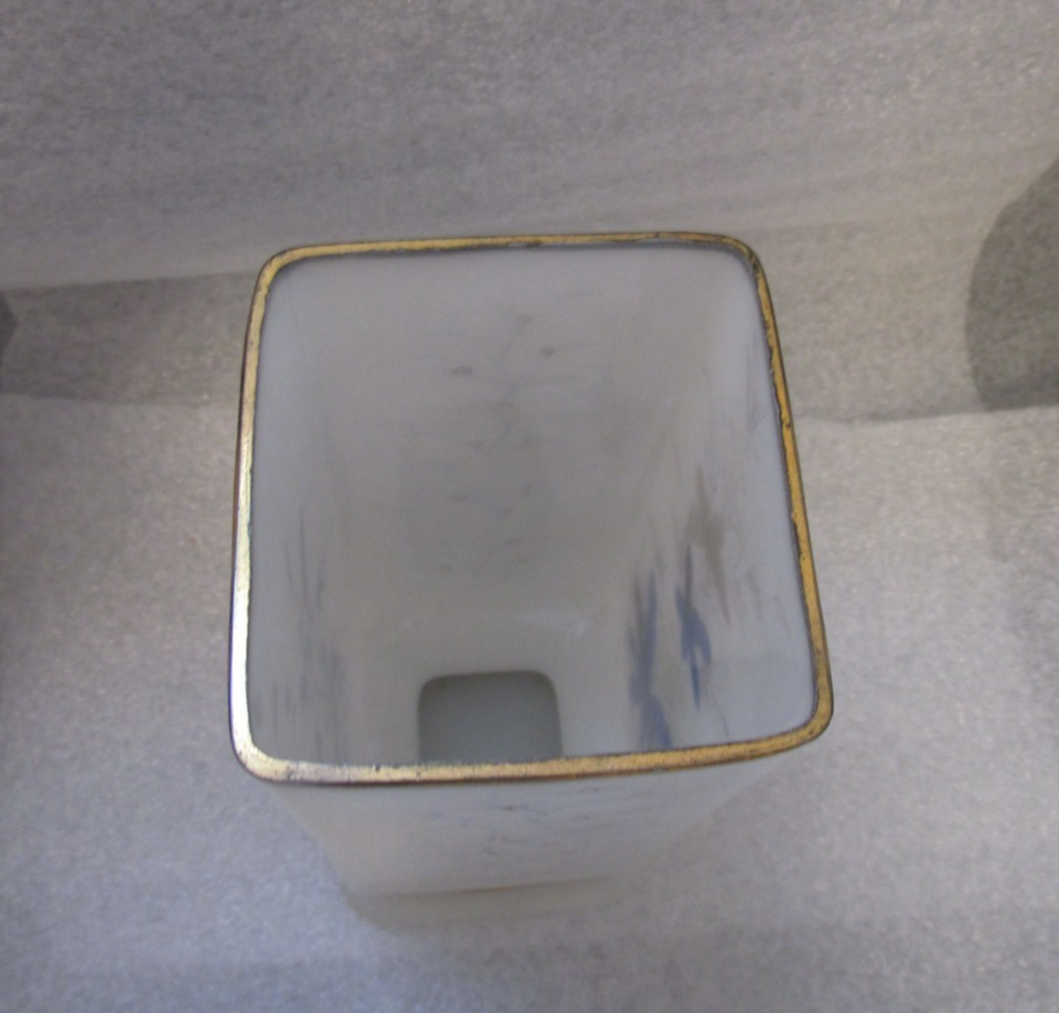 Antique 🦋 VICTORIAN Bristol Opaline Satin Glass VASE Hand Painted ...