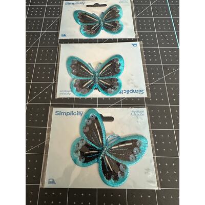 Simplicity Embroidered IRON ON Appliques- Butterflies | eBay