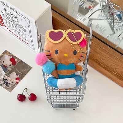 sanrio tan hello kitty plush keychain bag phone charm purse decor ...