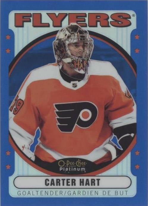 2021-22 O-Pee-Chee Platinum - Retro Carter Hart #R-20 Rainbow Blue /199 ...