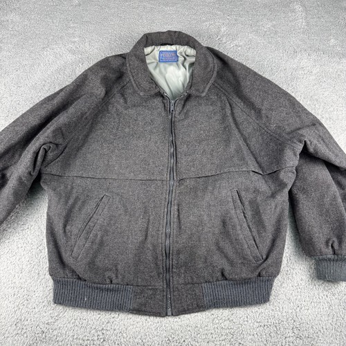 Vintage Pendleton Bomber Jacket Men's Large Gray Wool Thinsulate Full ...