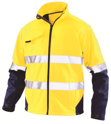 Workhorse HI-VIS SOFTSHELL JACKET MJA014 Zip Closure YELLOW/NAVY- 3XL ...