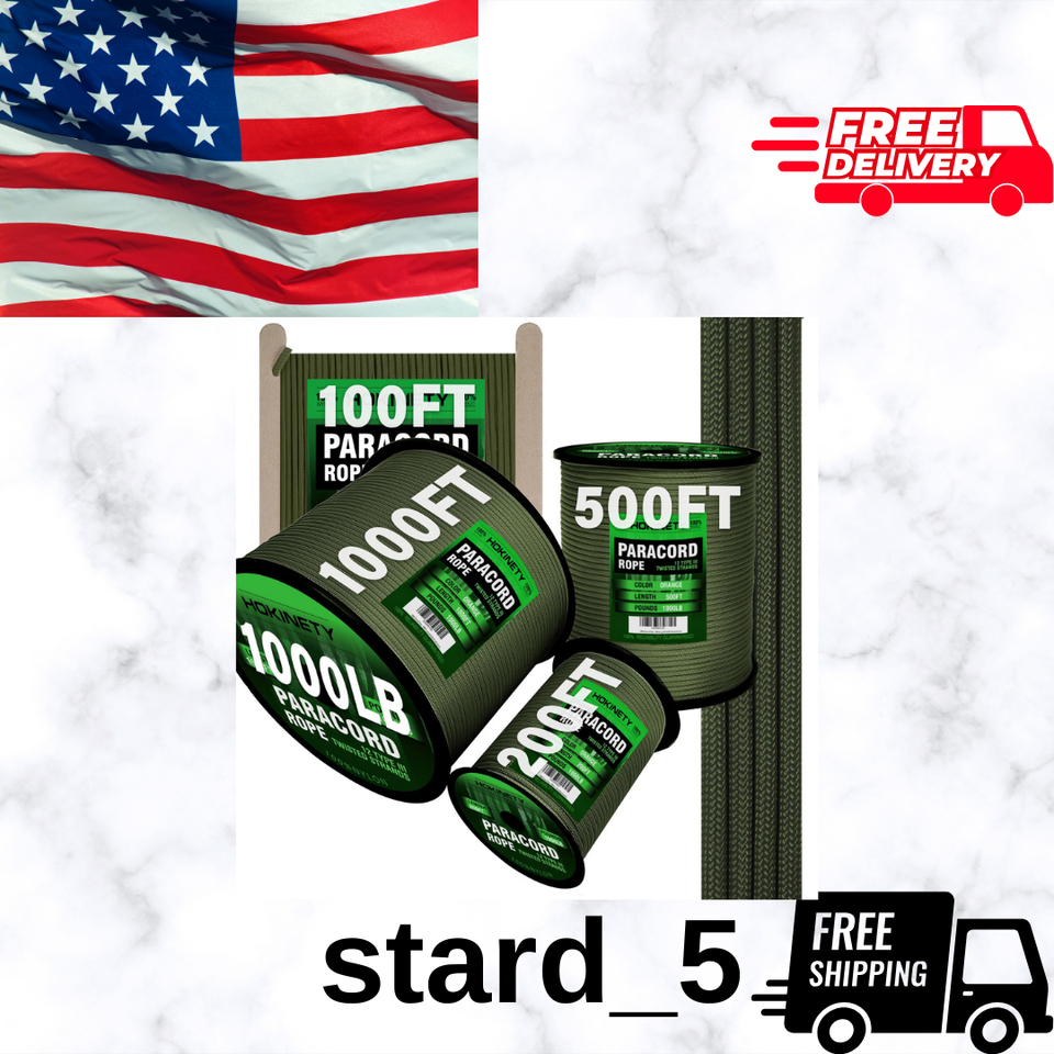 1000Ib Paracord Rope - 100ft / 200ft / 500ft / 1000ft 4mm,12 Strand ...