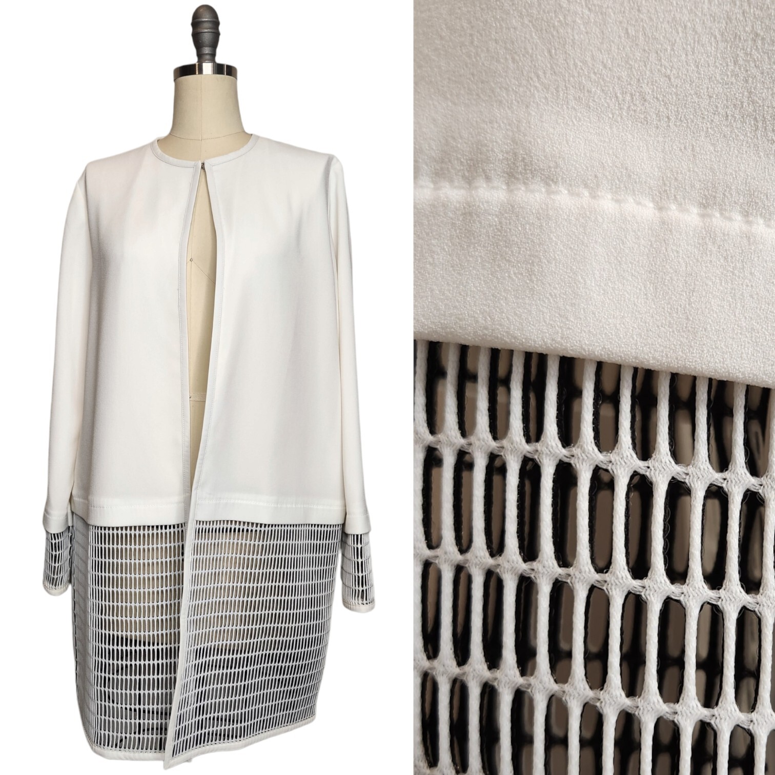 Elie Tahari Edition 1974 Soho Mesh-Panel White Leathe… - Gem
