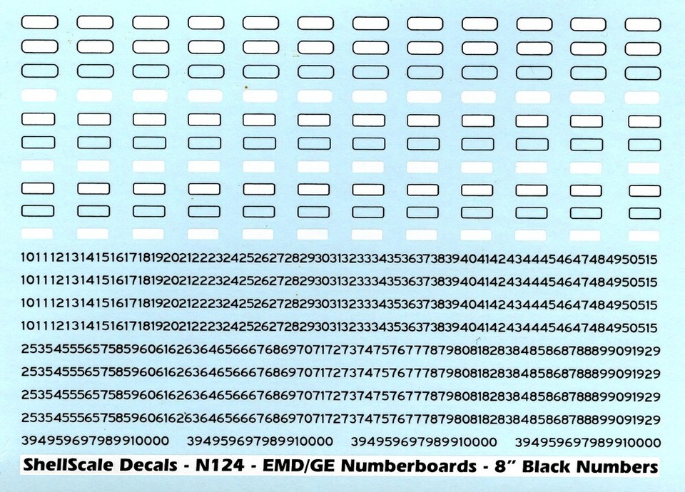 N124 - 8 Inch NS/CR Style Number Board DECALS - ShellScale Decals | eBay