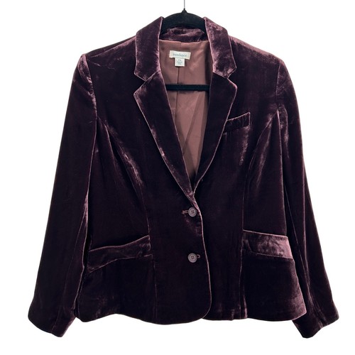 Sundance Womens Plum Silk Blend Velvet Blazer Jacket Size P4 Notch ...