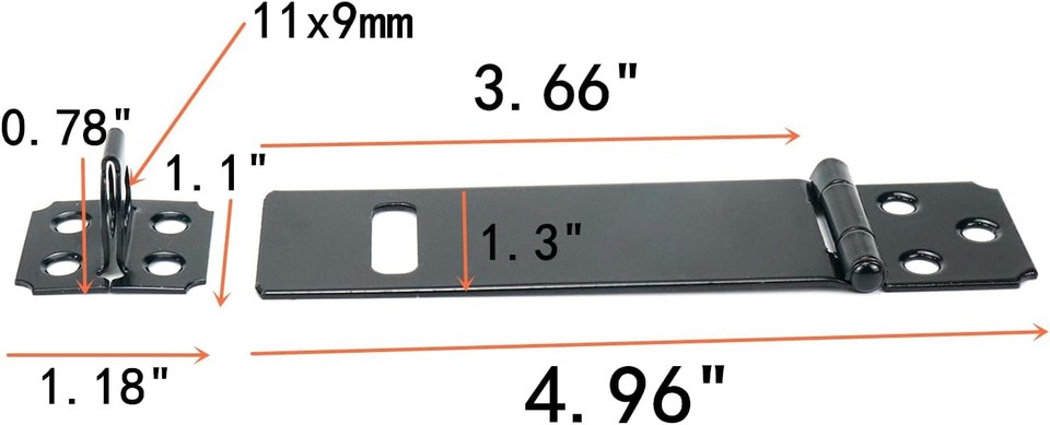 4Pcs 4Inch Black Padlock Hasp,Door Slide Latch Lock 4 Inch, | eBay