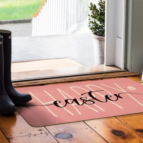 Easter Door Mat,Spring Pink Eggs Indoor Outdoor Non-Slip Doormat ...