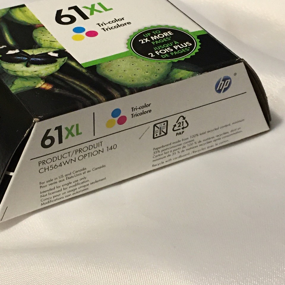 Genuine HP 61XL Tri-Color OEM Ink Cartridge CH564WN Exp. 10/2018 ...
