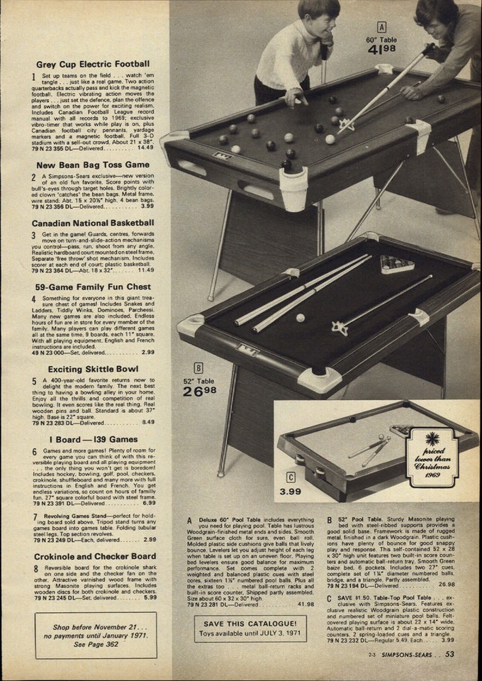 1970 PAPER AD COLOR Ideal Hide N Seek Game Traffic Jam 60" Pool Table ...