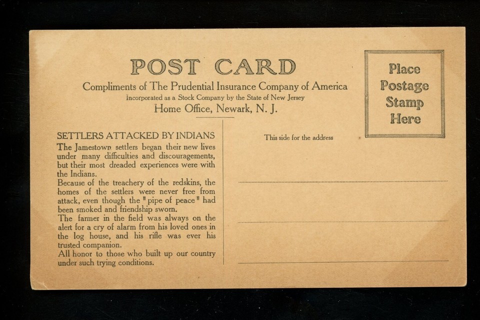 Advertising postcard Prudential Insurance Co. Newark NJ Jamestown VA | eBay