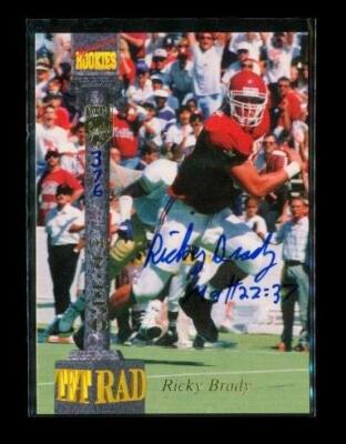 Vintage 1994 SIGNATURE ROOKIE AUTOGRAPH Football Card II RICKEY BRADY ...
