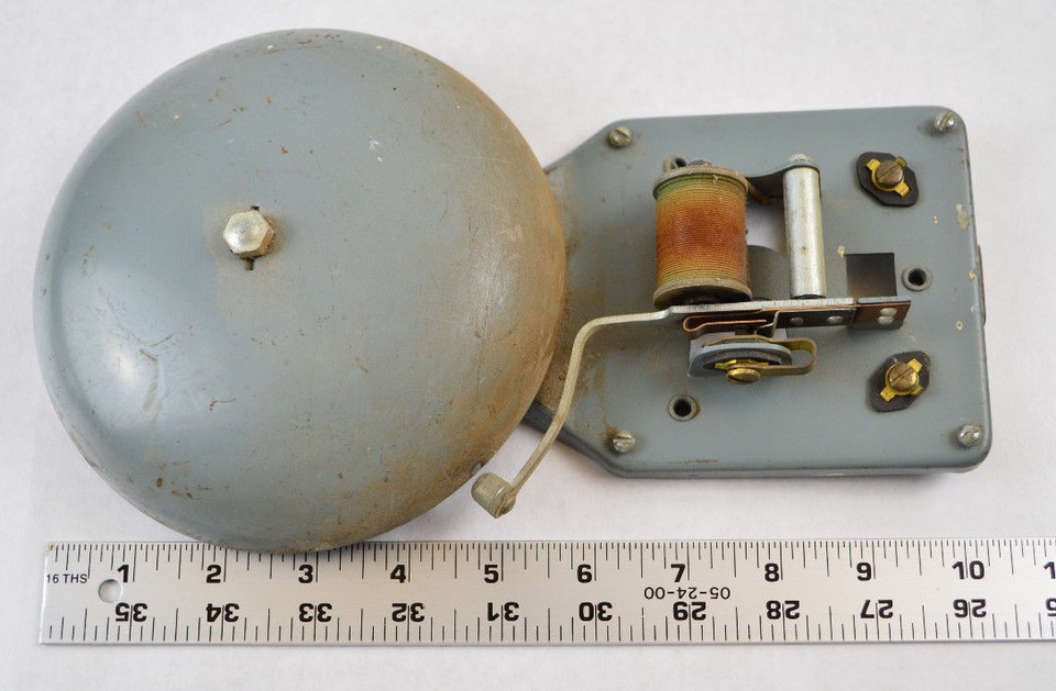 Vintage Metal Warehouse Office Phone Bell Ringer Gray Prop | eBay