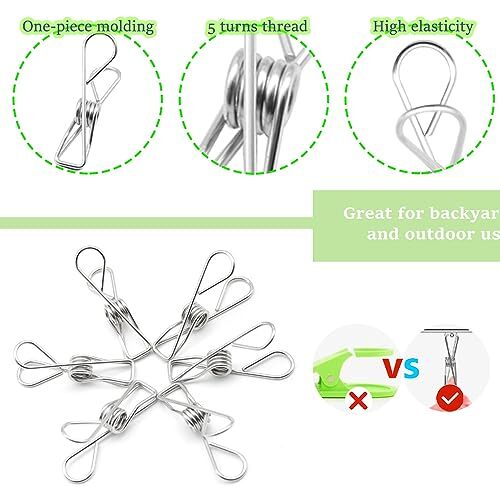 Heavy Duty Stainless Steel Clothes Pins Multipurpose Metal Wire Clips ...