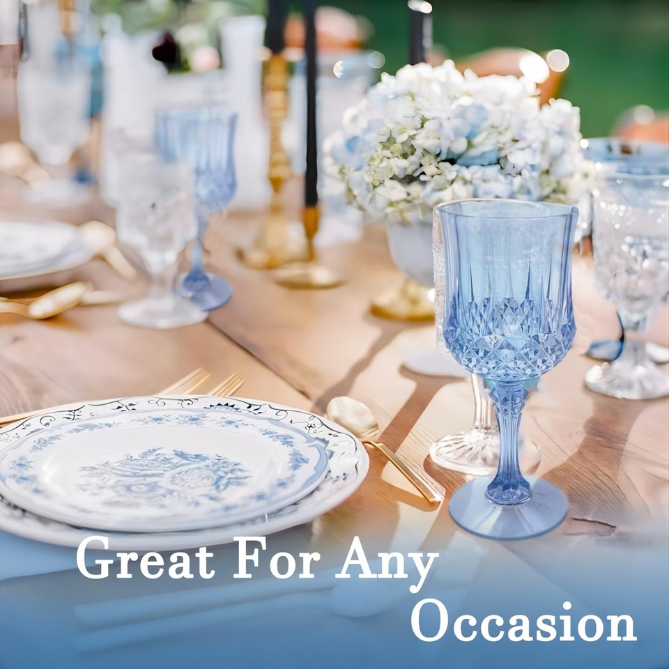 Blue Plastic Wine Glasses，Blue Plastic Goblets for Parties，Blue ...