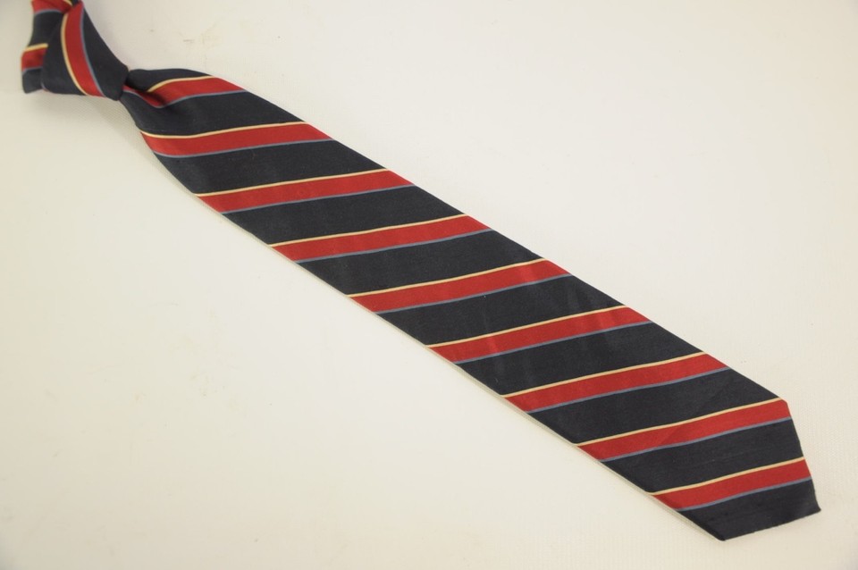 VTG Lands End Charter Collection Navy Blue Red Stripe Hand Made Silk ...
