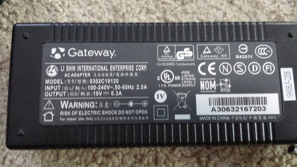 Gateway AC Adapter Model 0302C19120 | eBay