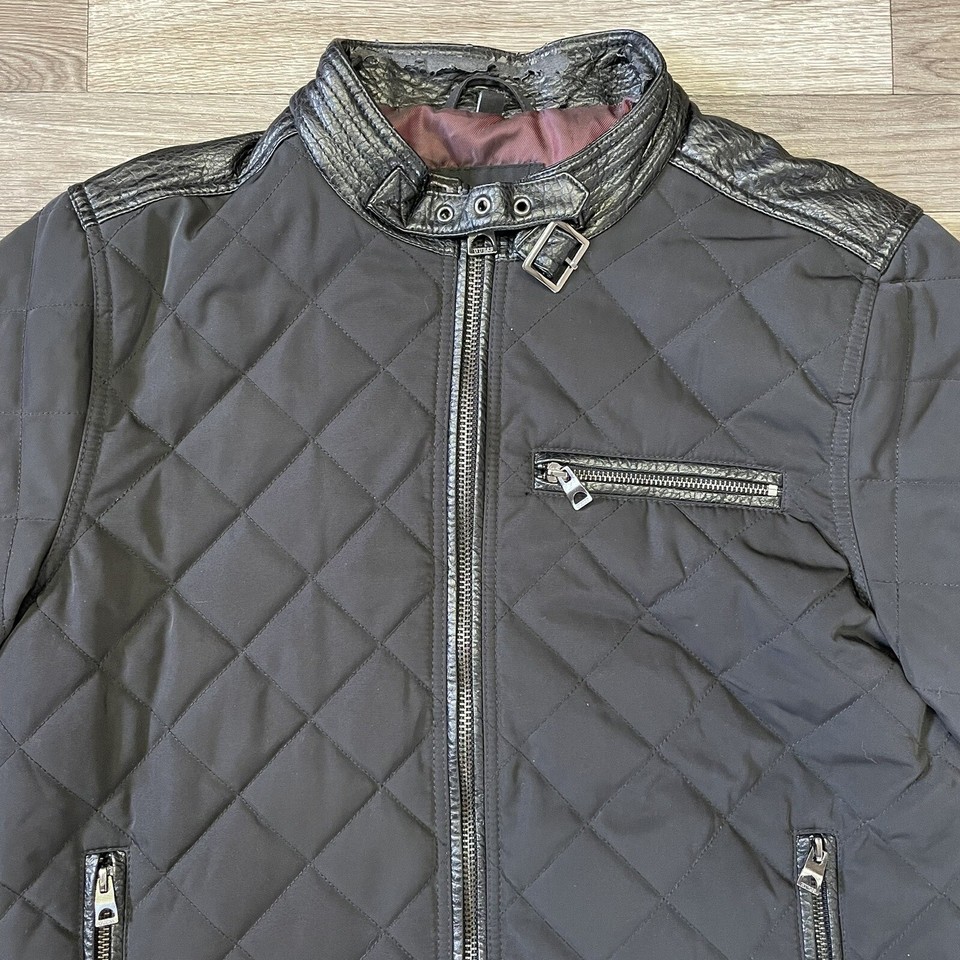 Guess Quilted Silk Lined Bomber Jacket Men’s Medium Full Zip Pockets ...