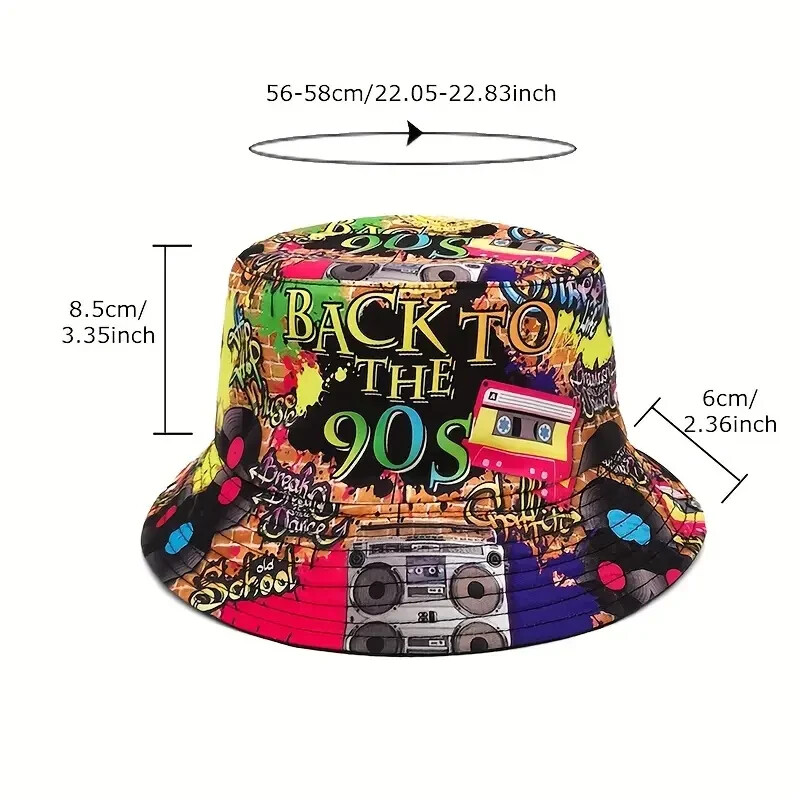 Retro 90s Fashionable Hip Hop Style Bucket Cap Hat Fashion Unisex ...