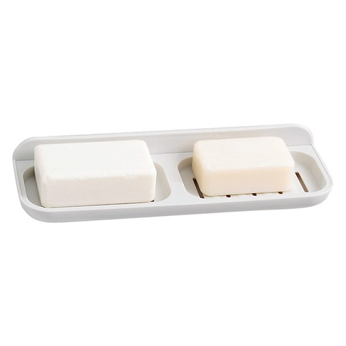 2 Compartments Creative Soap Rack Punch Free Soap Dish Holder Drain ...