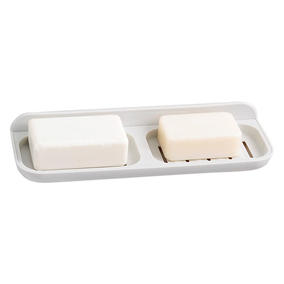 2 Compartments Creative Soap Rack Punch Free Soap Dish Holder Drain ...