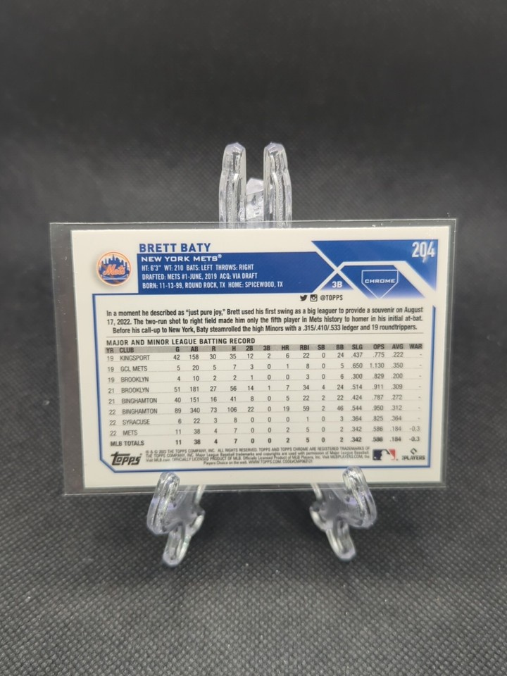 2023 Topps Chrome #204 Brett Baty RC | eBay
