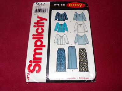 🌼 SIMPLICITY #5849 - LADIES MID CALF PULL ON SKIRT & BLOUSE PATTERN 8 ...