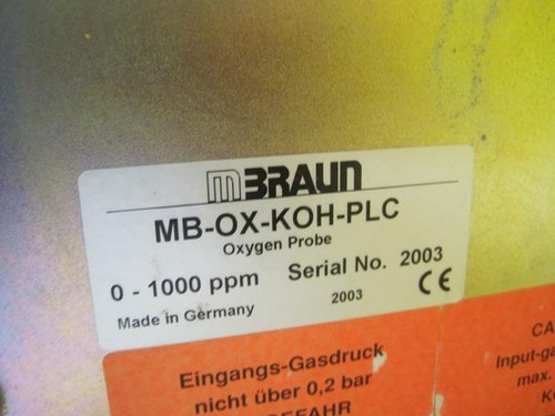 MBRAUN MB-OX-KOH-PLC OXYGEN PROBE 0-1000 PPM PLC CONTROLLED COMBI ...