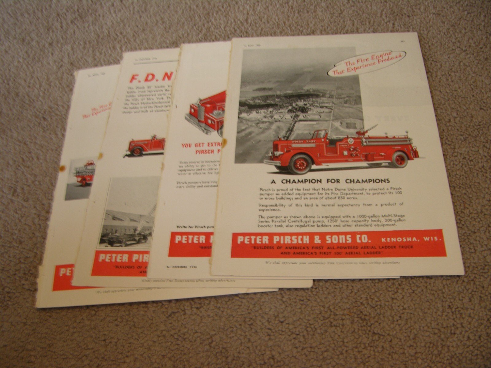 4 Vintage Peter Pirsch & Sons Print Ads Fire Truck Engine | eBay