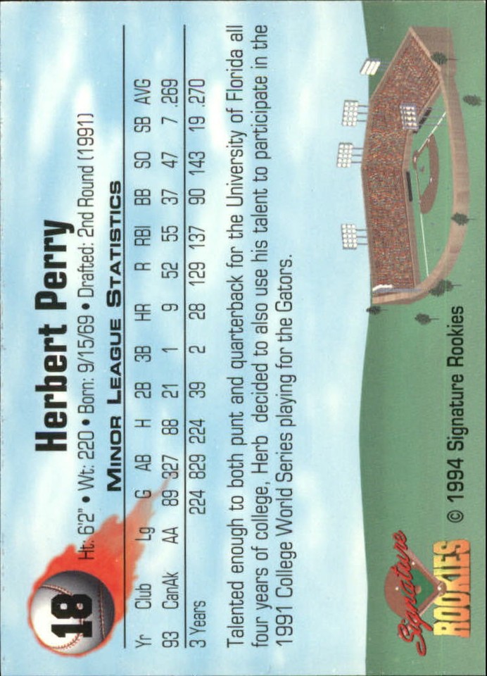 1994 Signature Rookies #18 Herbert Perry | eBay